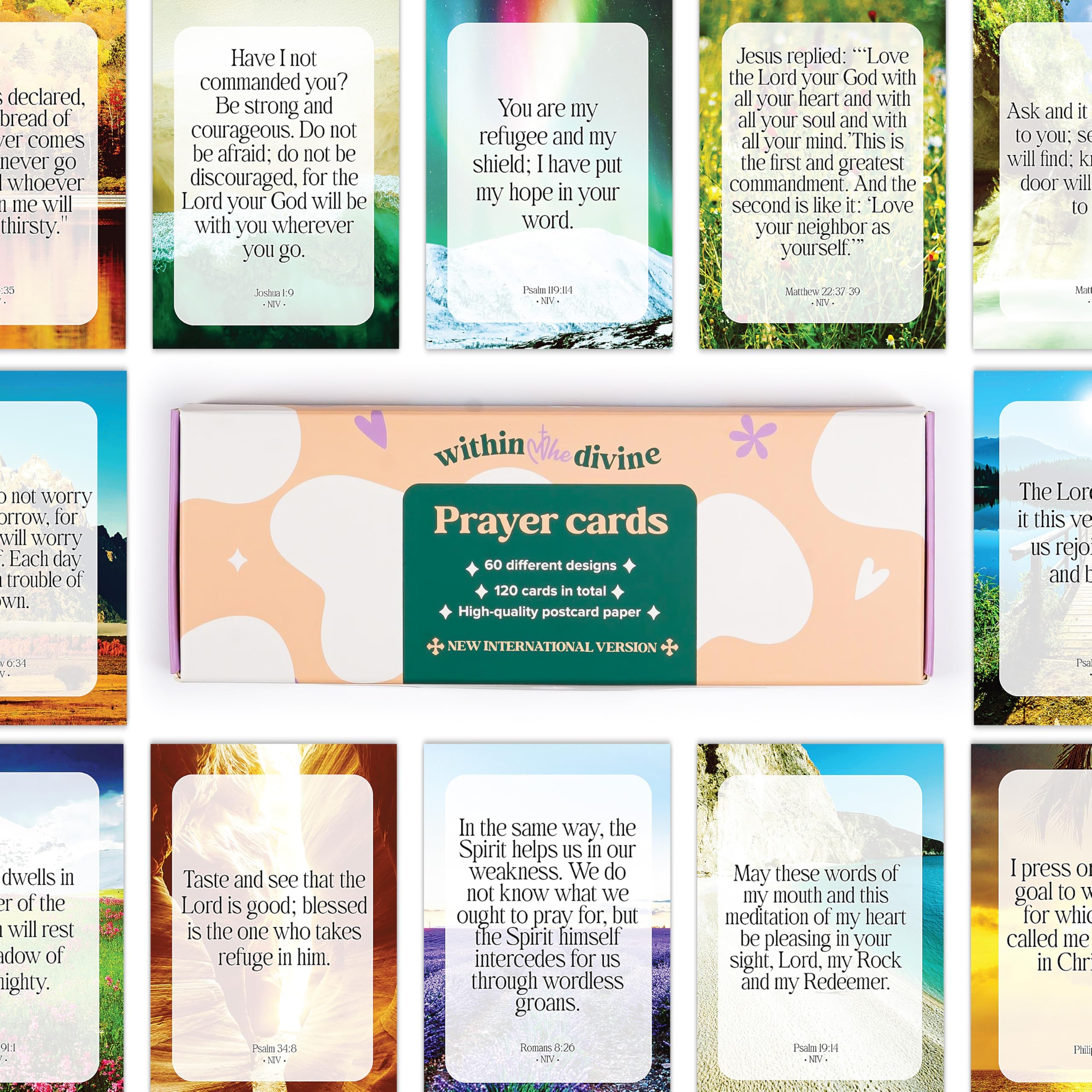 Amazon.com : Within The Divine Premium Prayer Cards, 120 Mini Scripture ...