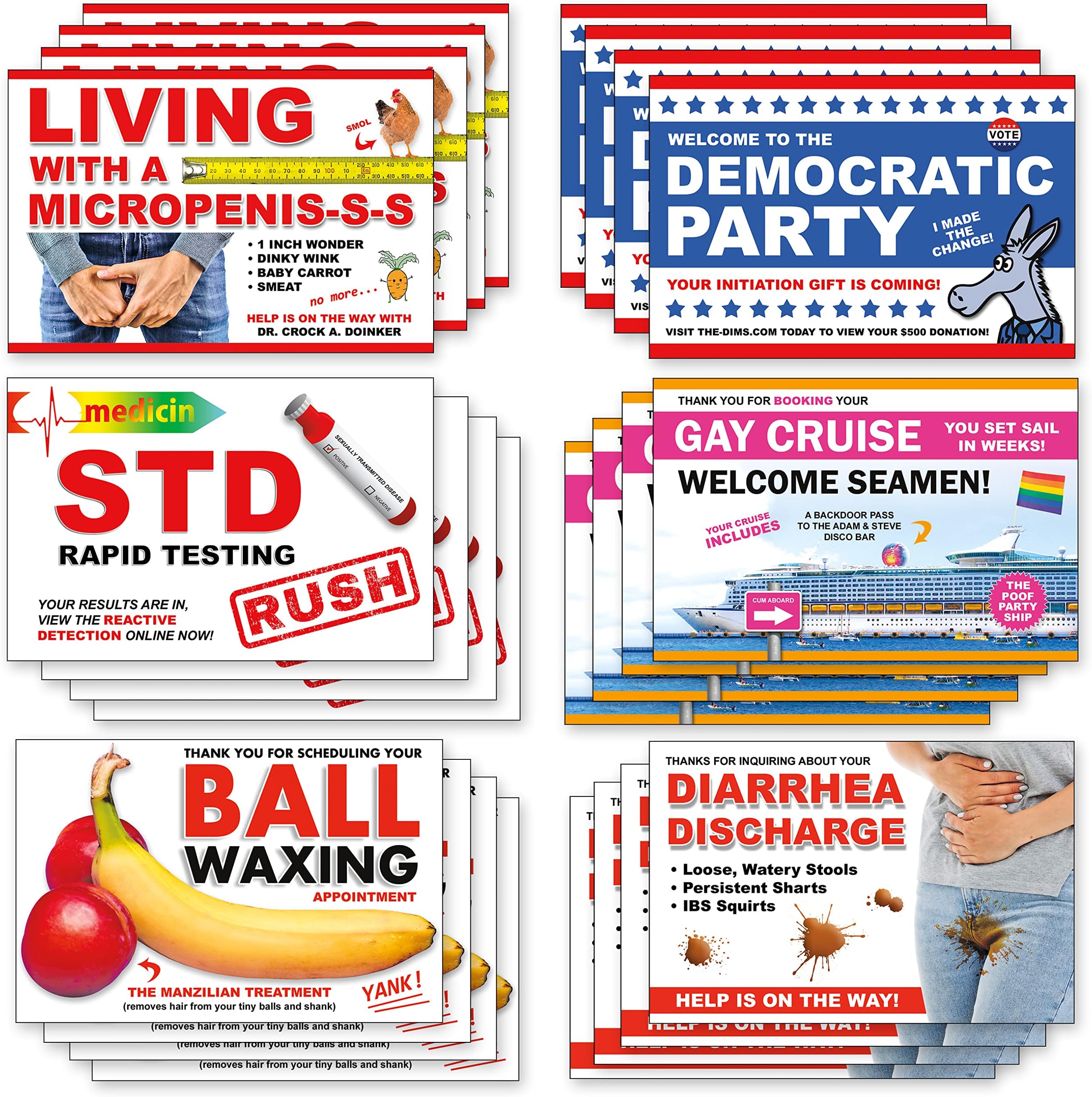 Amazon.com : Design Doggie 24 Pack Prank Postcards; 6 Different ...