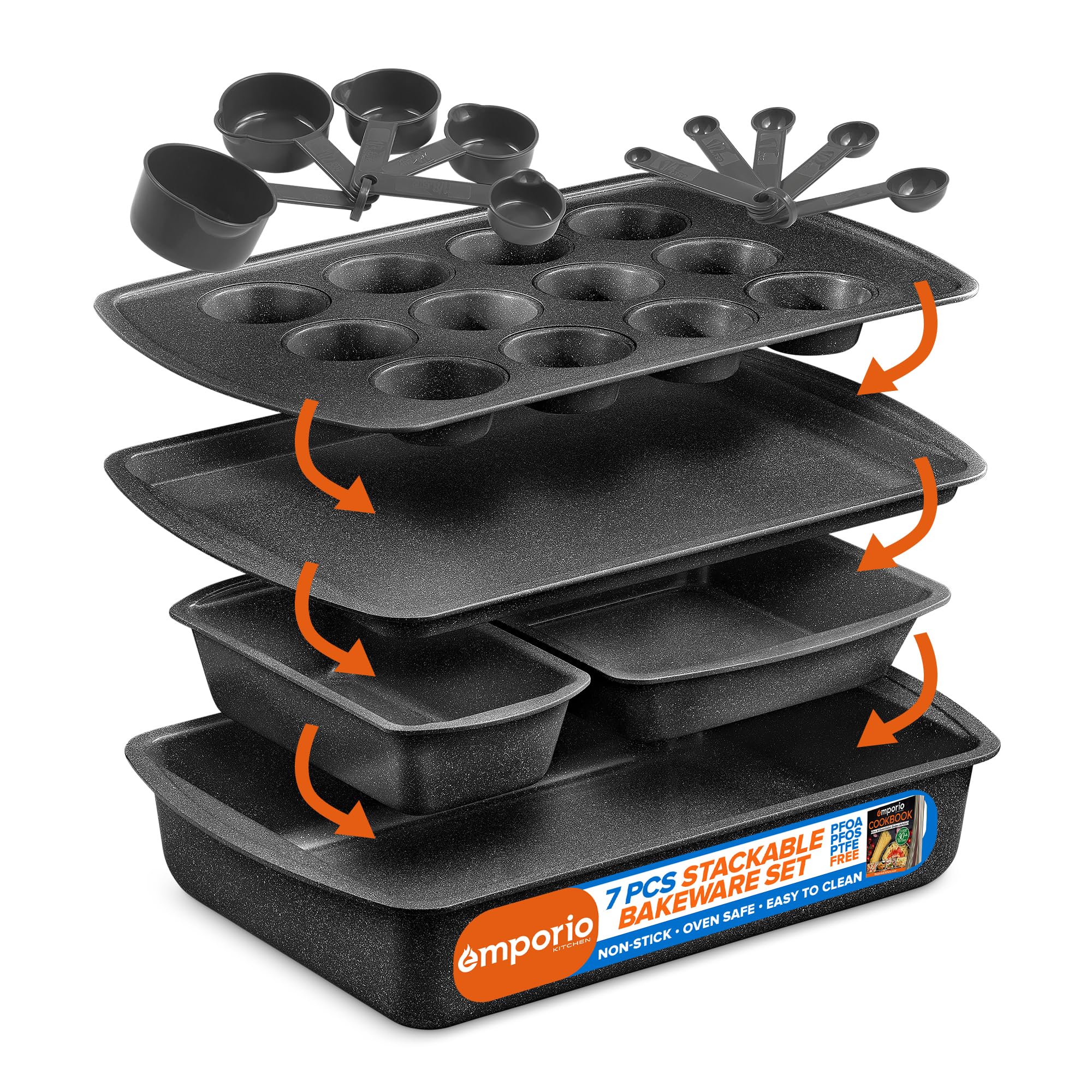 Amazon.com: Emporio Kitchen Stackable Baking Pan Set - Deluxe Nonstick ...