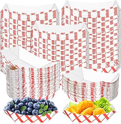 Amazon.com: MotBach 180 Pack Checkered 1/2Lb Paper Food Boat Trays ...