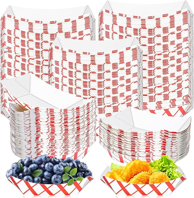 Amazon.com: MotBach 180 Pack Checkered 1/2Lb Paper Food Boat Trays ...