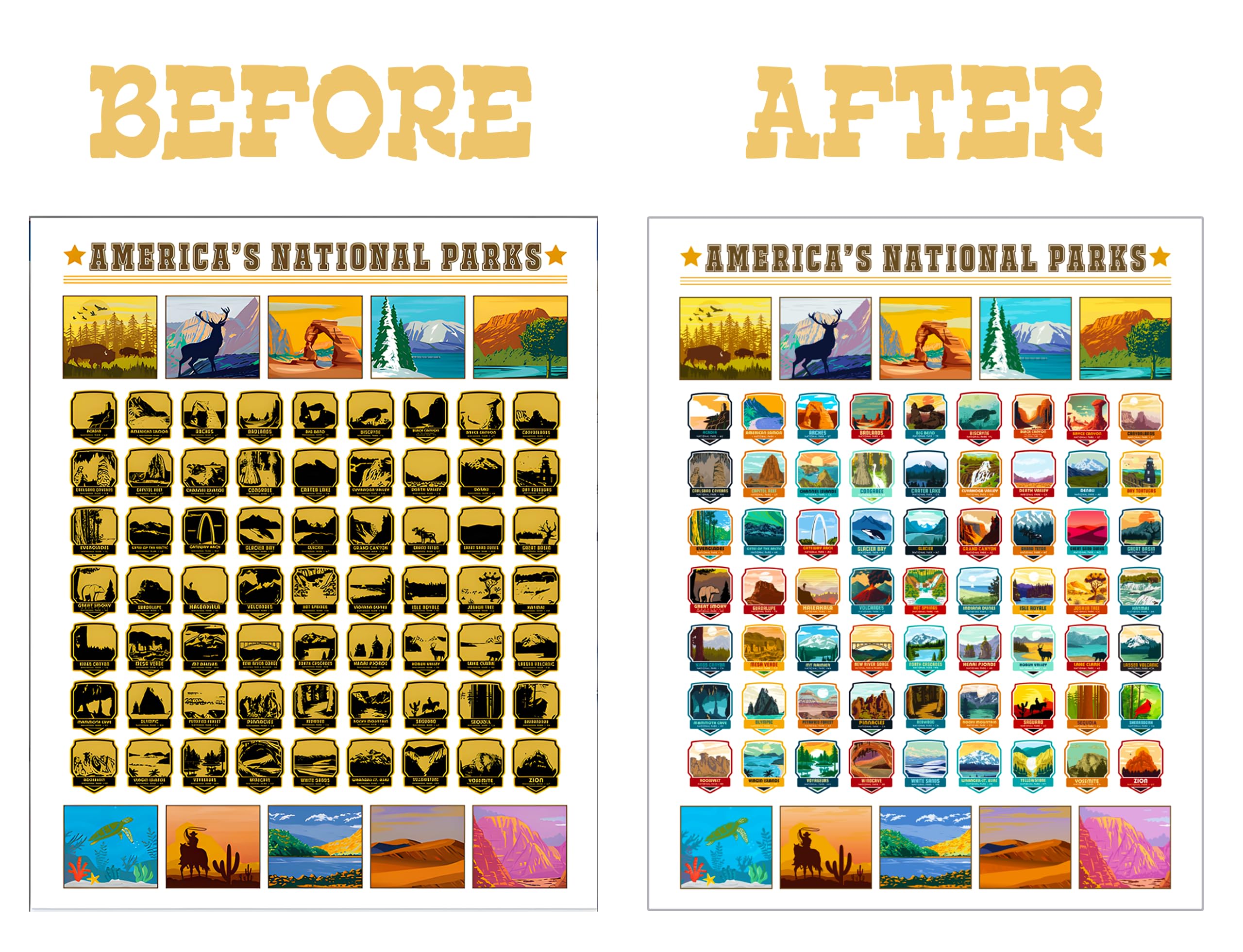 Snapklik.com : National Park Scratch Off Map 16x20 Inch - Hand-Drawn US ...