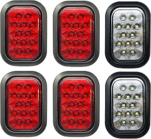 Amazon.com: All Star Truck Parts 5x3 4x Red 2x White Rectangle Light 12 ...