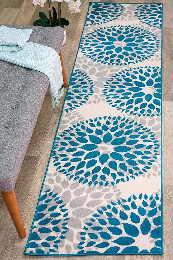 Amazon.com: Rugshop Modern Floral Circles Design Easy Cleaning for ...