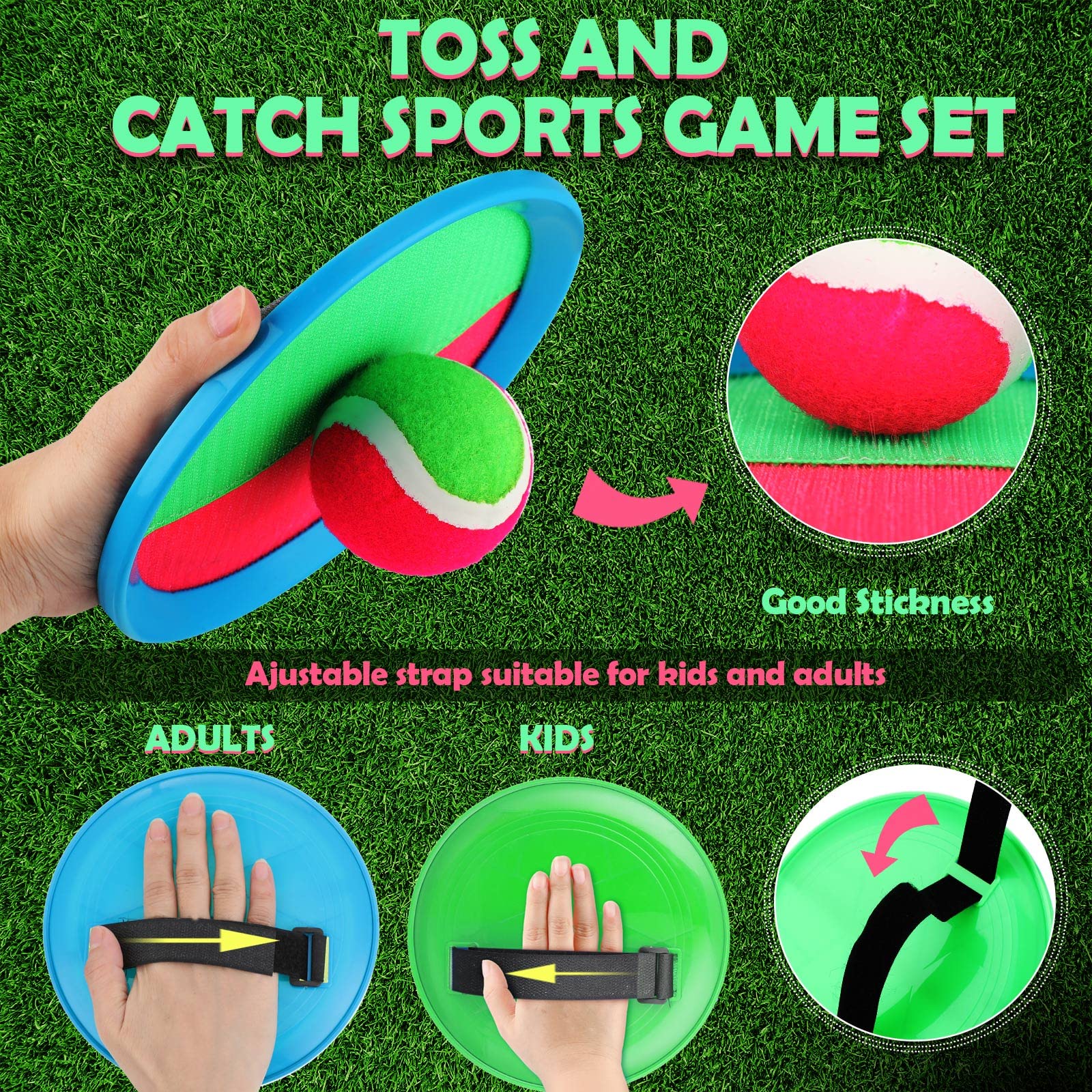 Snapklik.com : Kids Toys Toss And Catch Game Set 12 Paddles 6 Balls ...