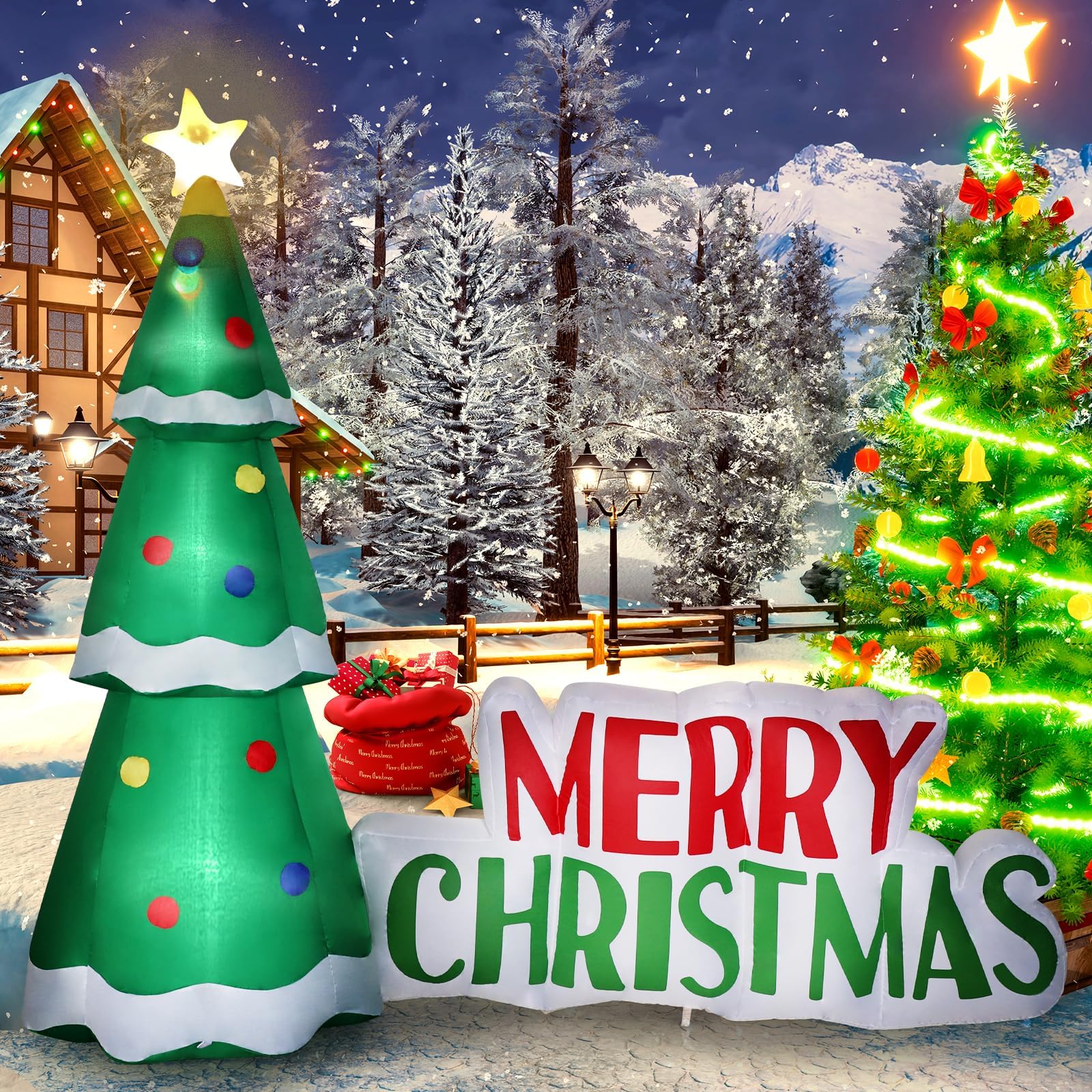 Amazon.com: 7 Foot Christmas Inflatable Santa Claus and Penguin with ...