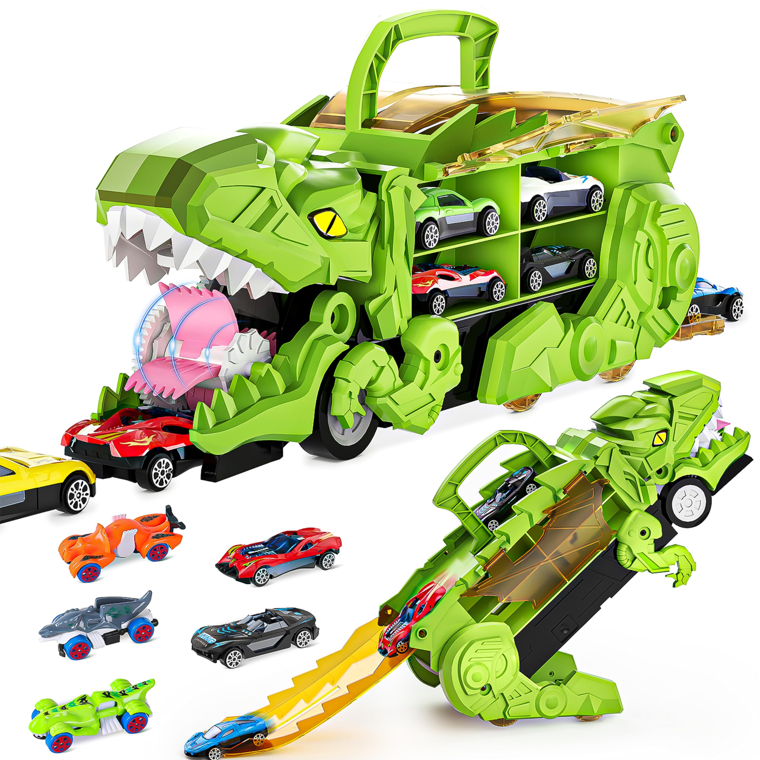 OriJoy Dinosaur Transforms Car Toys for Kids, Tyrannosaurus Rex Cars ...