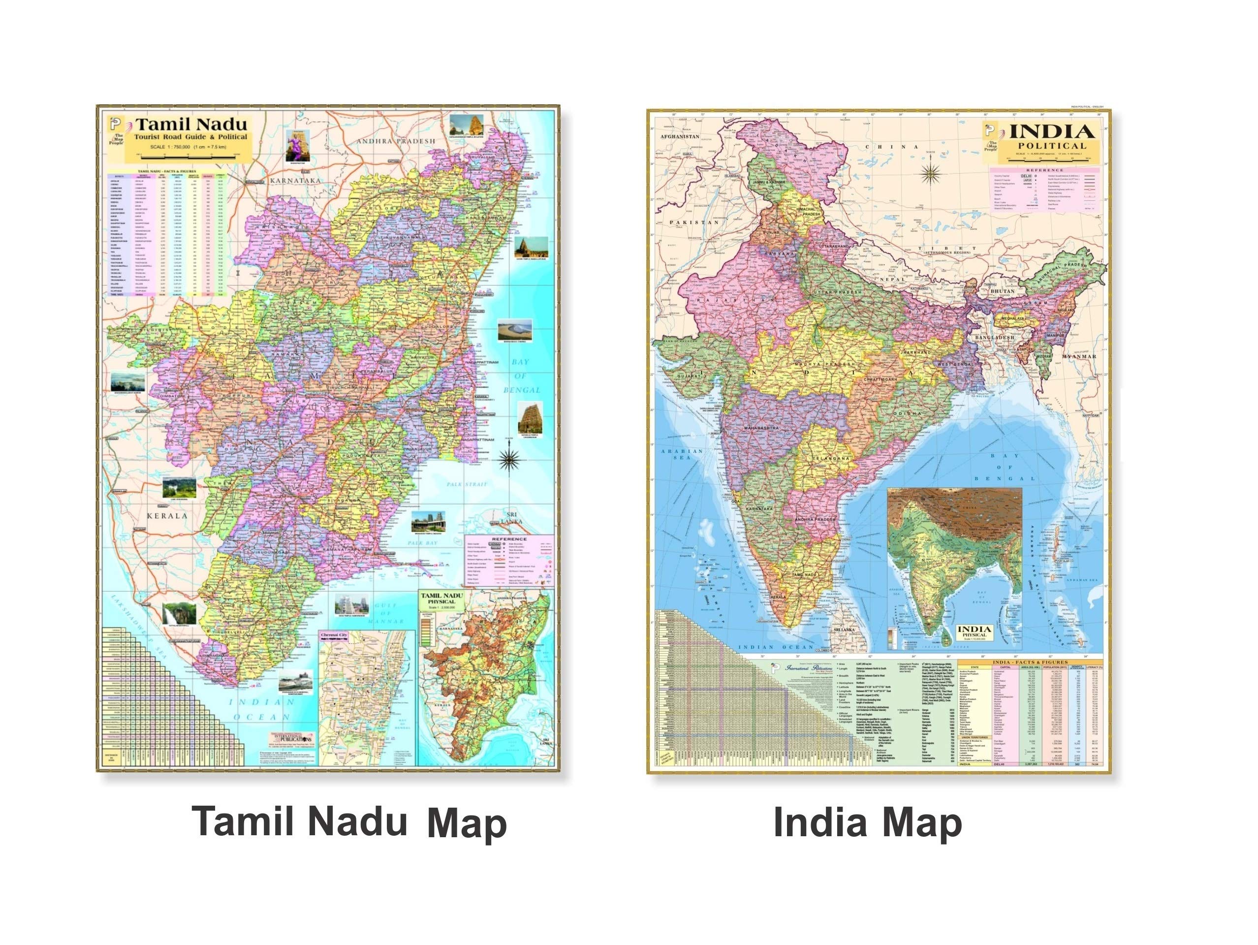 Pack Of 2 Map Tamil Nadu Map And India Map | Desertcart Sri Lanka