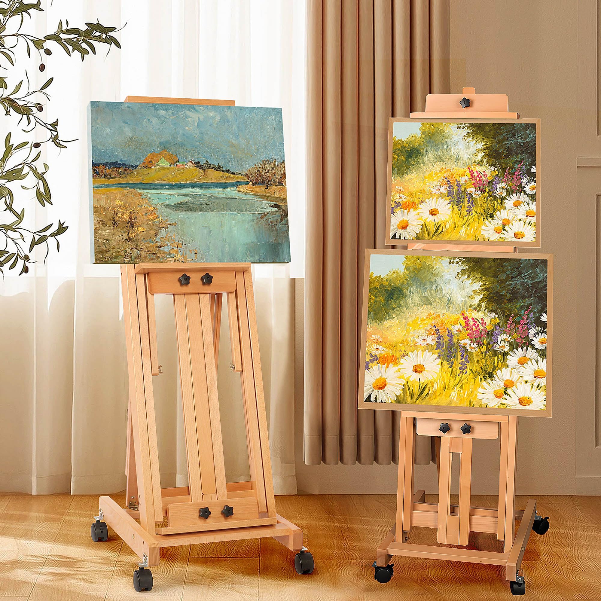 Amazon.com: foriy H Frame Easel Multi-Function Studio Easel Solid Beech ...