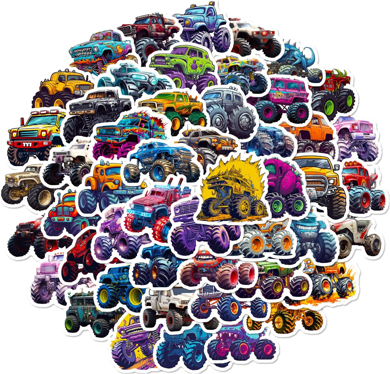 Amazon.com: 50 PCS Cool Monster Truck Stickers, Car Stickers for Kids ...