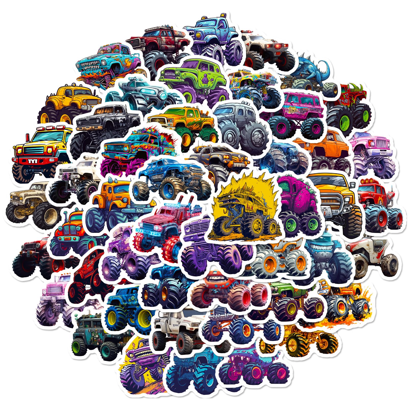 Amazon.com: 50 PCS Cool Monster Truck Stickers, Car Stickers for Kids ...