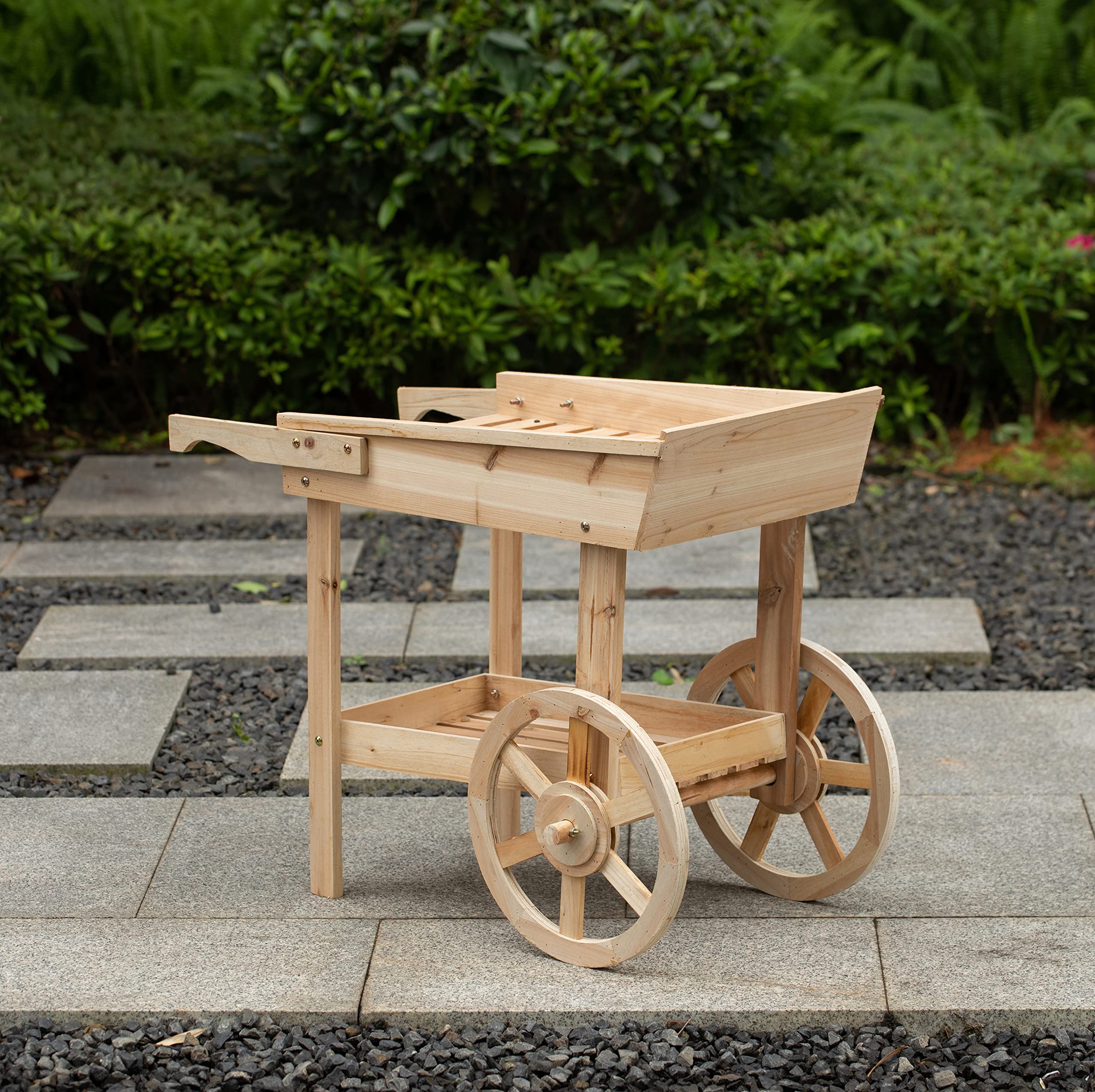 Wooden Display Carts On Wheels