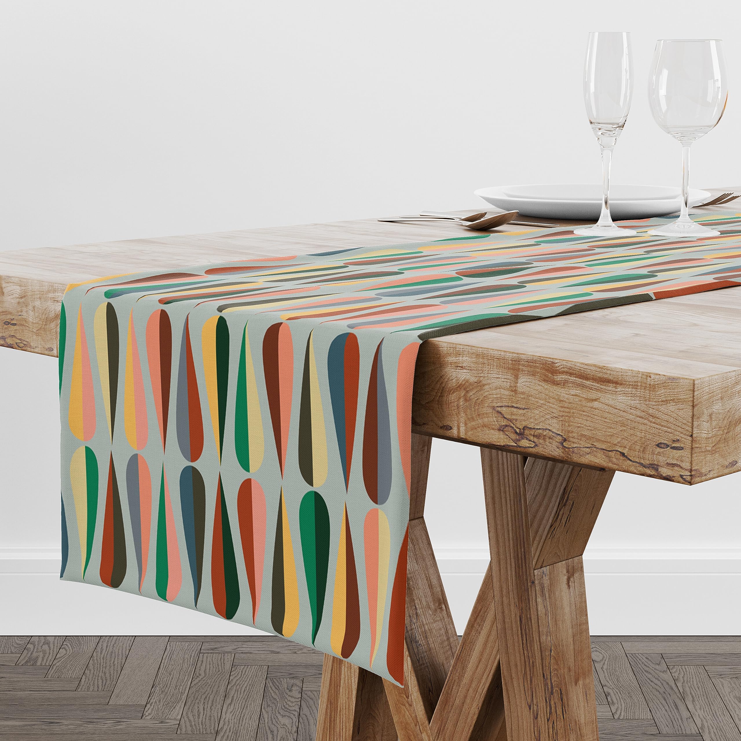 Amazon.com: 70s Retro Geometric Table Runner,Round Shaped Design with ...