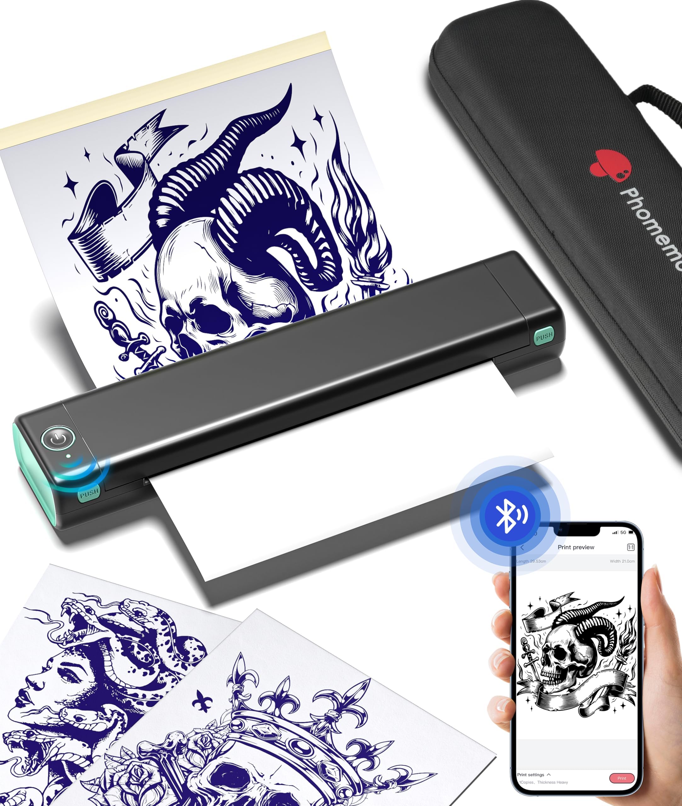 Amazon.com: PhoFuta Wireless Tattoo Transfer Machine - Thermal Stencil ...