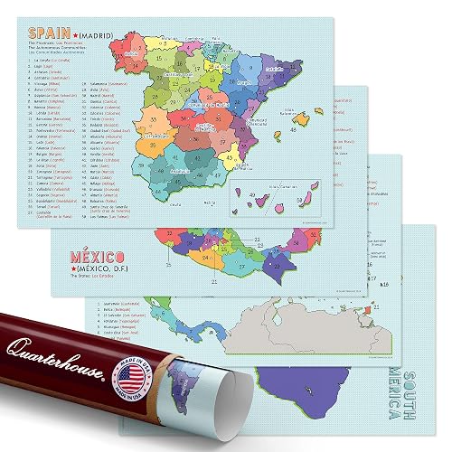 Quarterhouse 4 Poster Spanish Language Country Maps Set, Spanish ...