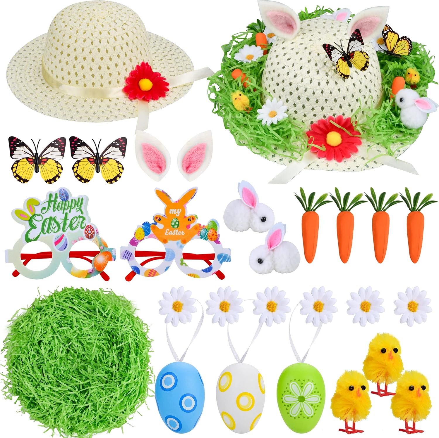 Abitoncc Easter Bonnet Decorations Kit Make Your Own Easter Bonnet Hat ...