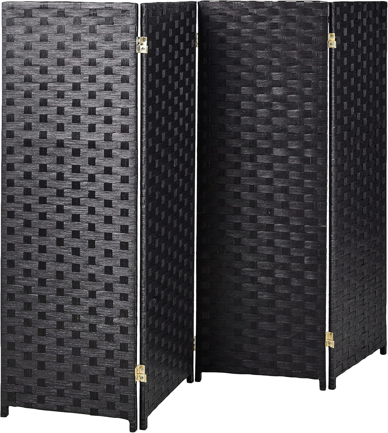Amazon.com: 4 ft. Short Woven Fiber Folding Screen - Black - 4 Panel ...