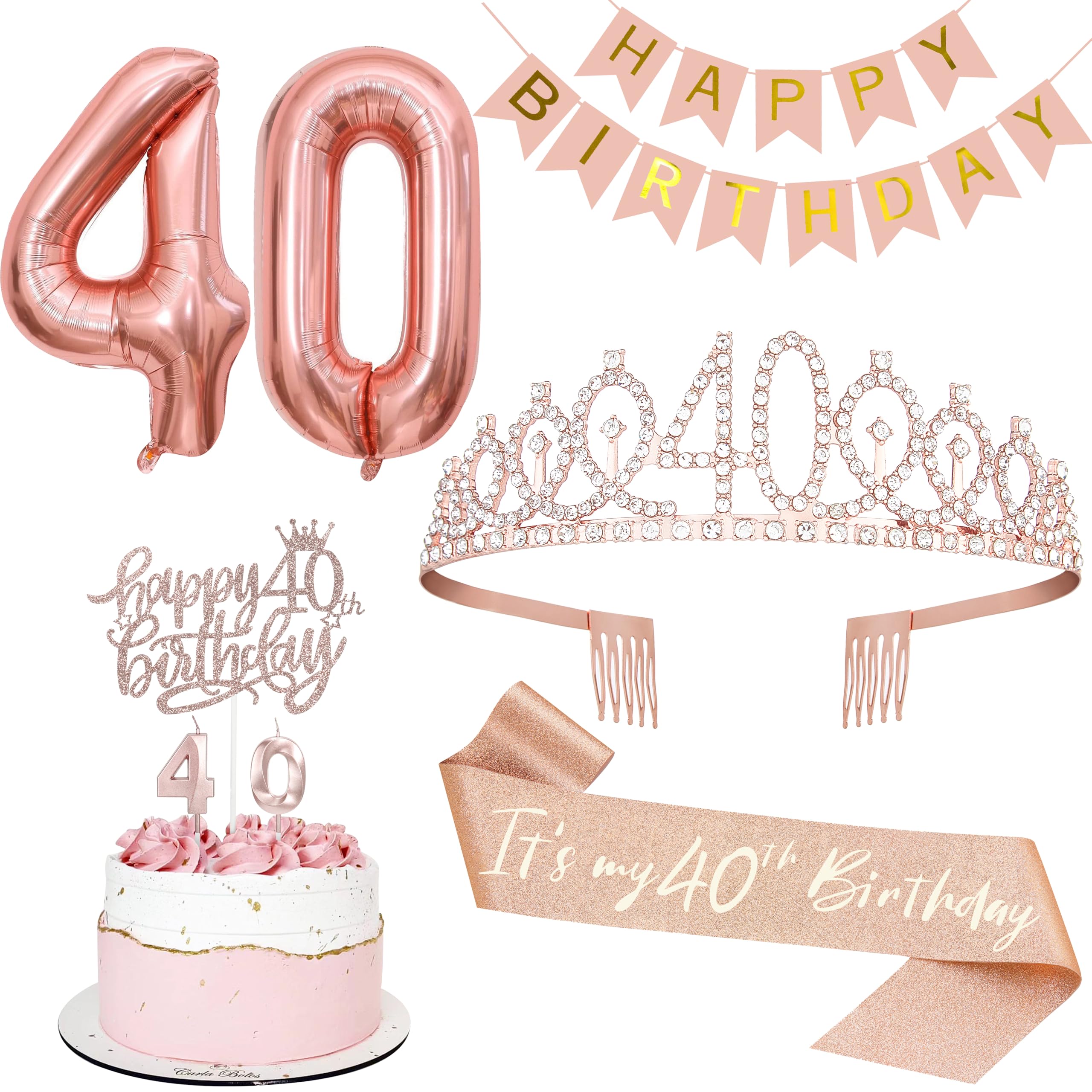Snapklik.com : 40th Birthday Decorations For Women, Including 40th ...