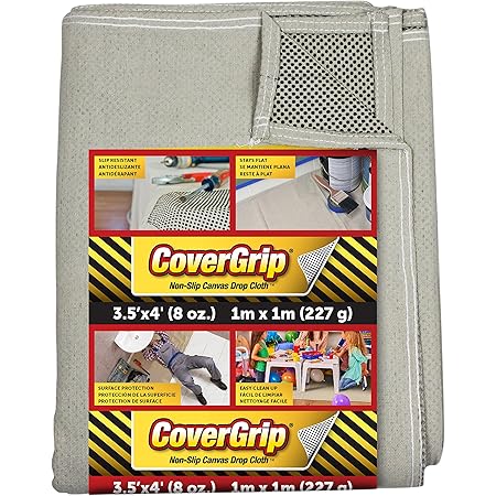 CoverGrip Quick Drop 8 Oz Canvas Safety Drop Cloth, 3.5' x 4', (Pack of ...