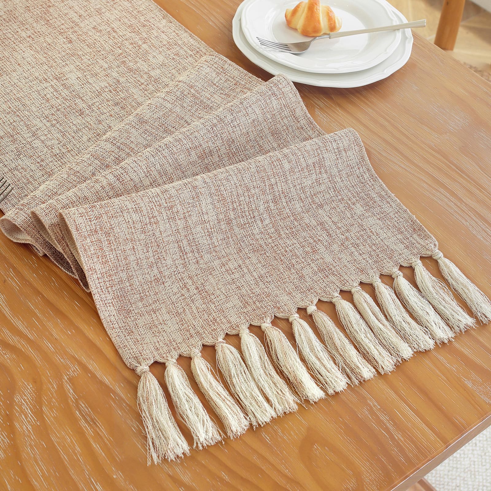 Amazon.com: Laolitou Light Brown Table Runners 72 Inches Long ...
