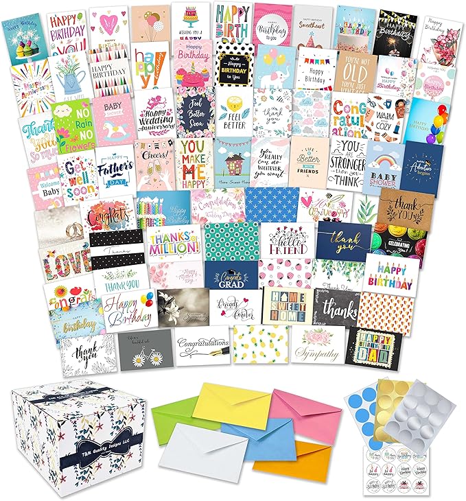 Amazon.com : 100 All Occasion Cards Assortment Box with Envelopes and ...