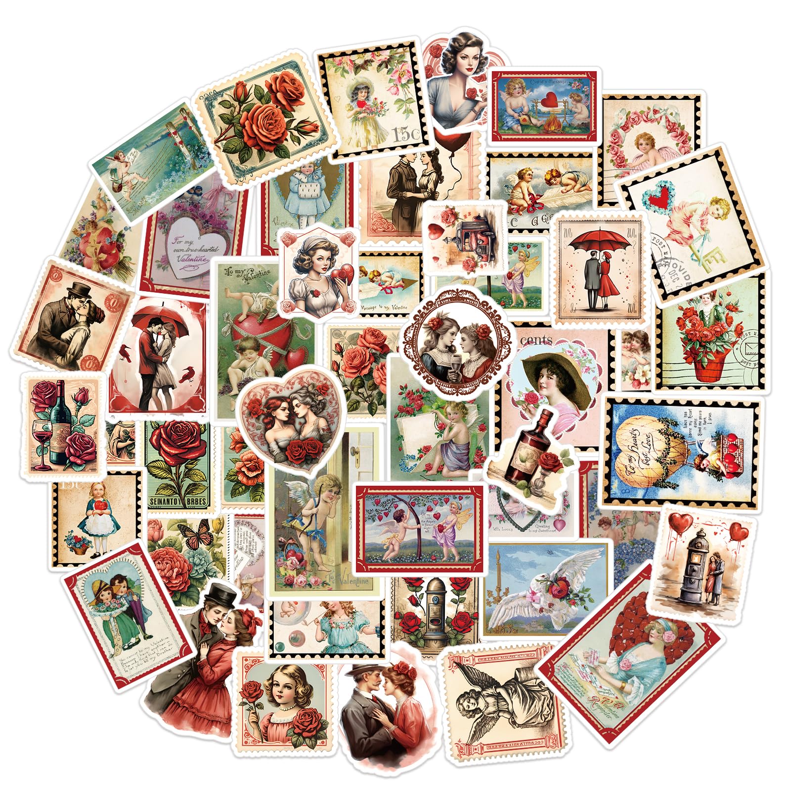 Amazon.com: FaCraft 50 Pcs Valentine's Day Stickers-Vintage Love ...