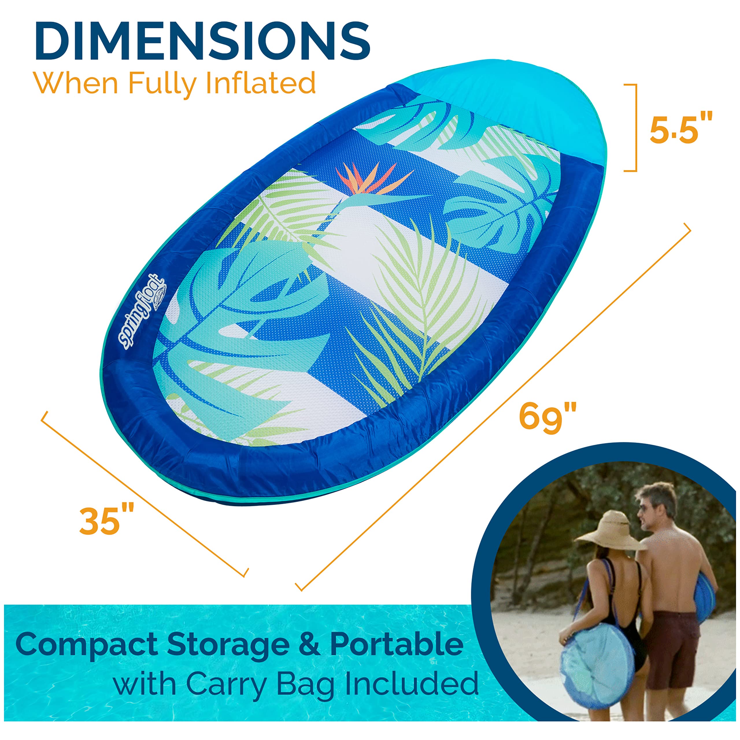 Snapklik.com : SwimWays Spring Float Original Pool Lounge Chair