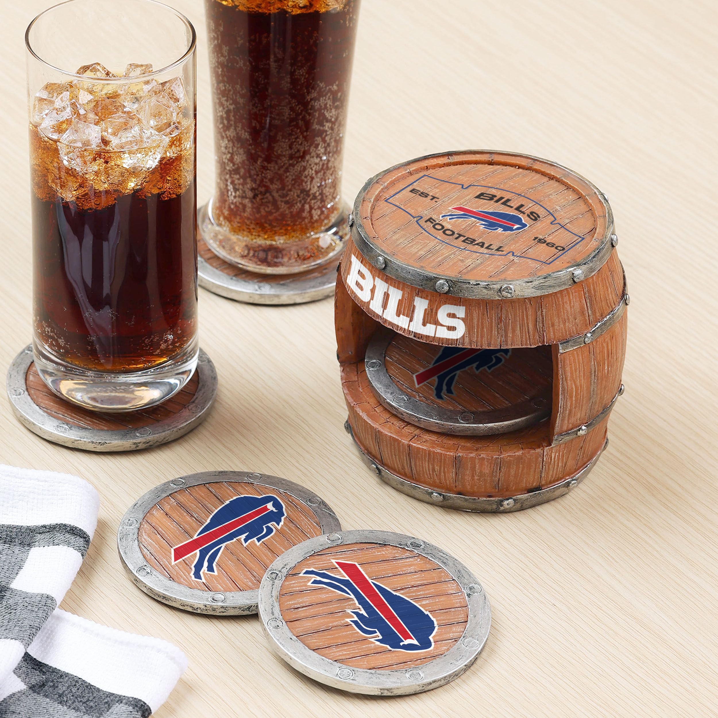 Snapklik.com : Buffalo Bills NFL 5 Pack Barrel Coaster Set