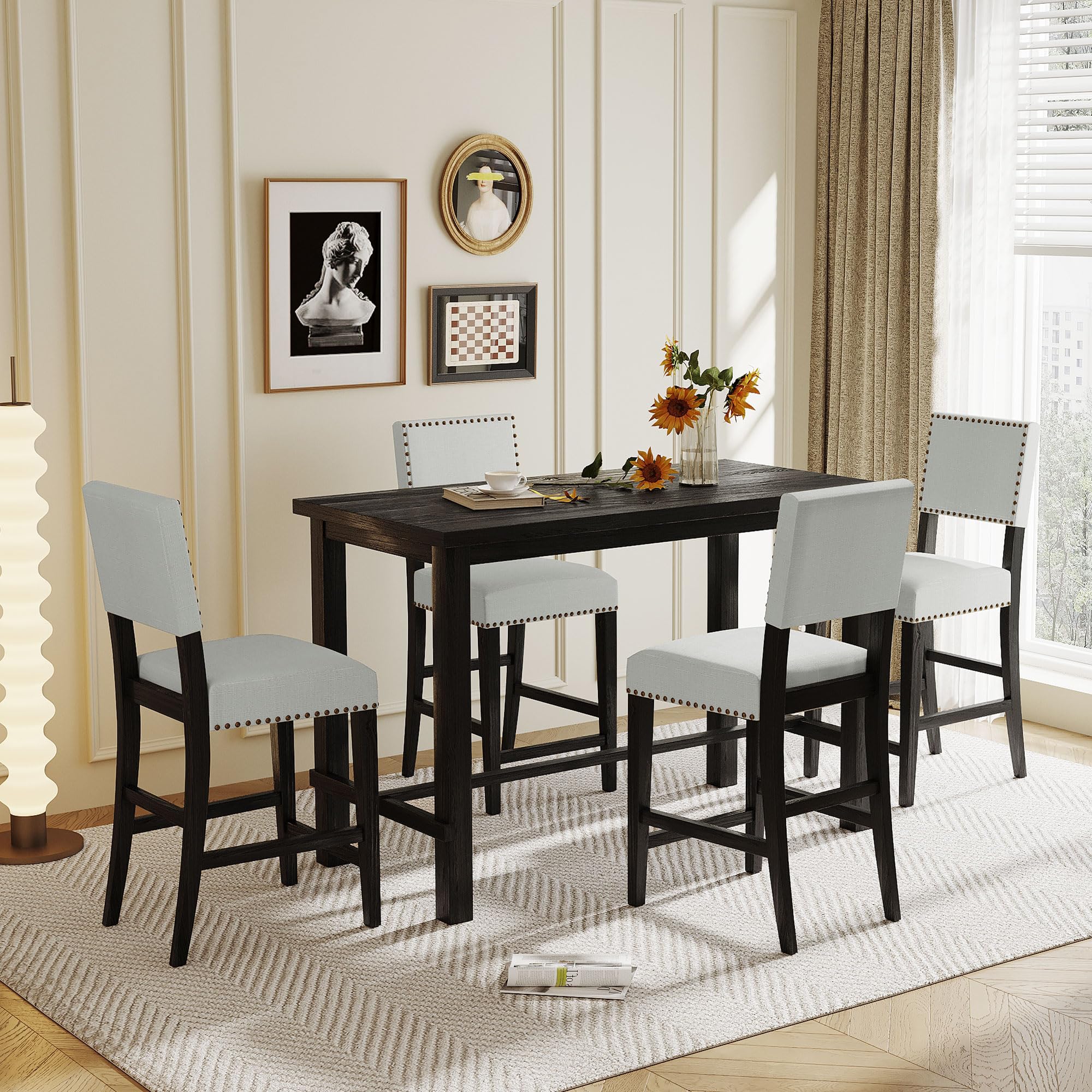 Amazon.com - LUMISOL 5 Piece Counter Height Dining Set, Wood Table and ...