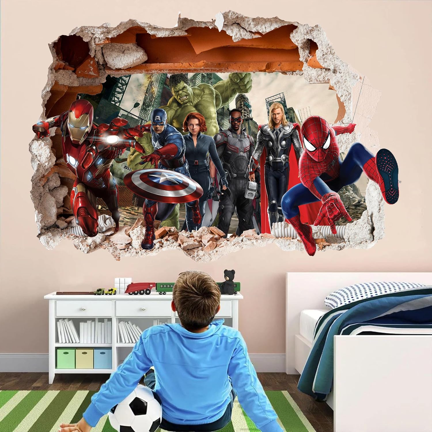 Superhero Wall Decal Removable Sticker Boys Room Decor Kids Vinyl Wall ...
