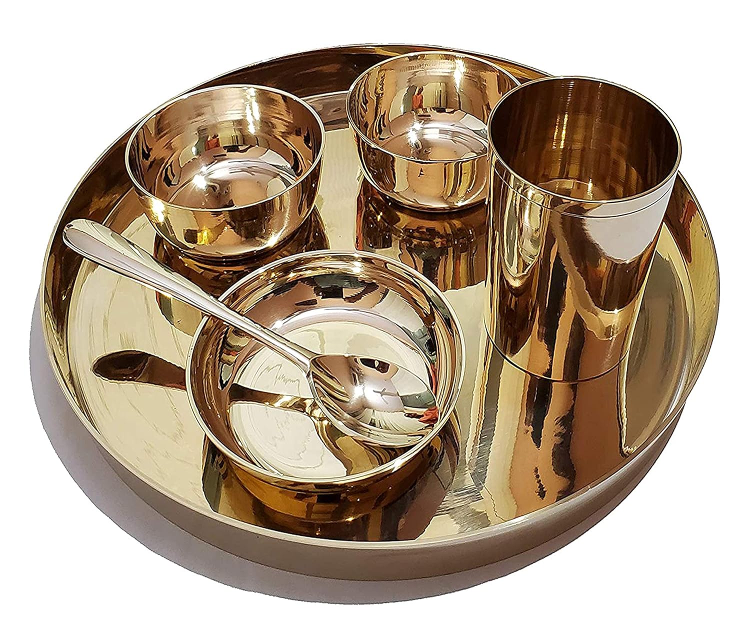Pure Source India Bronze Dinner Thali Set - 6 Pieces, Plain : Amazon.in ...