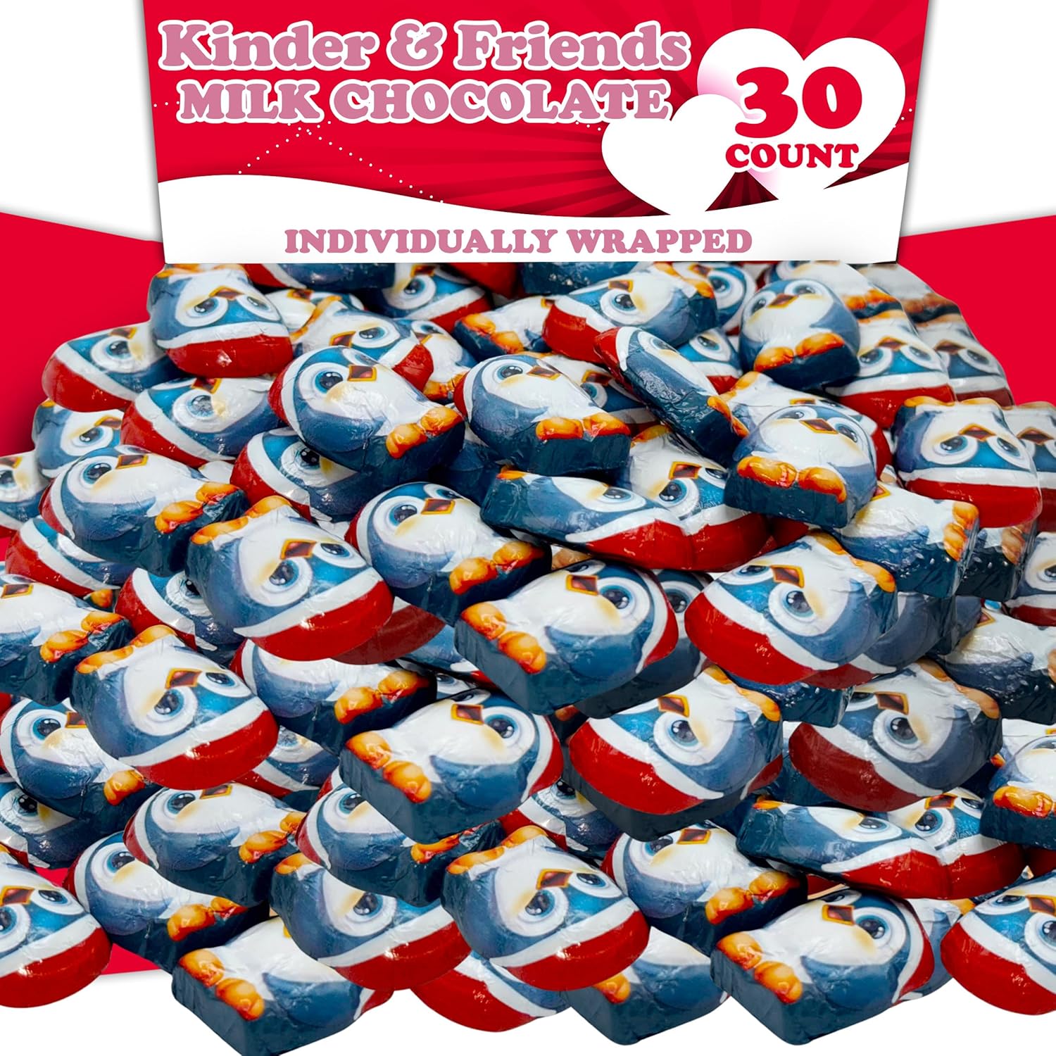 Valentine's Kinders Chocolate Mini Friends, 30 Count, Milk Chocolate ...