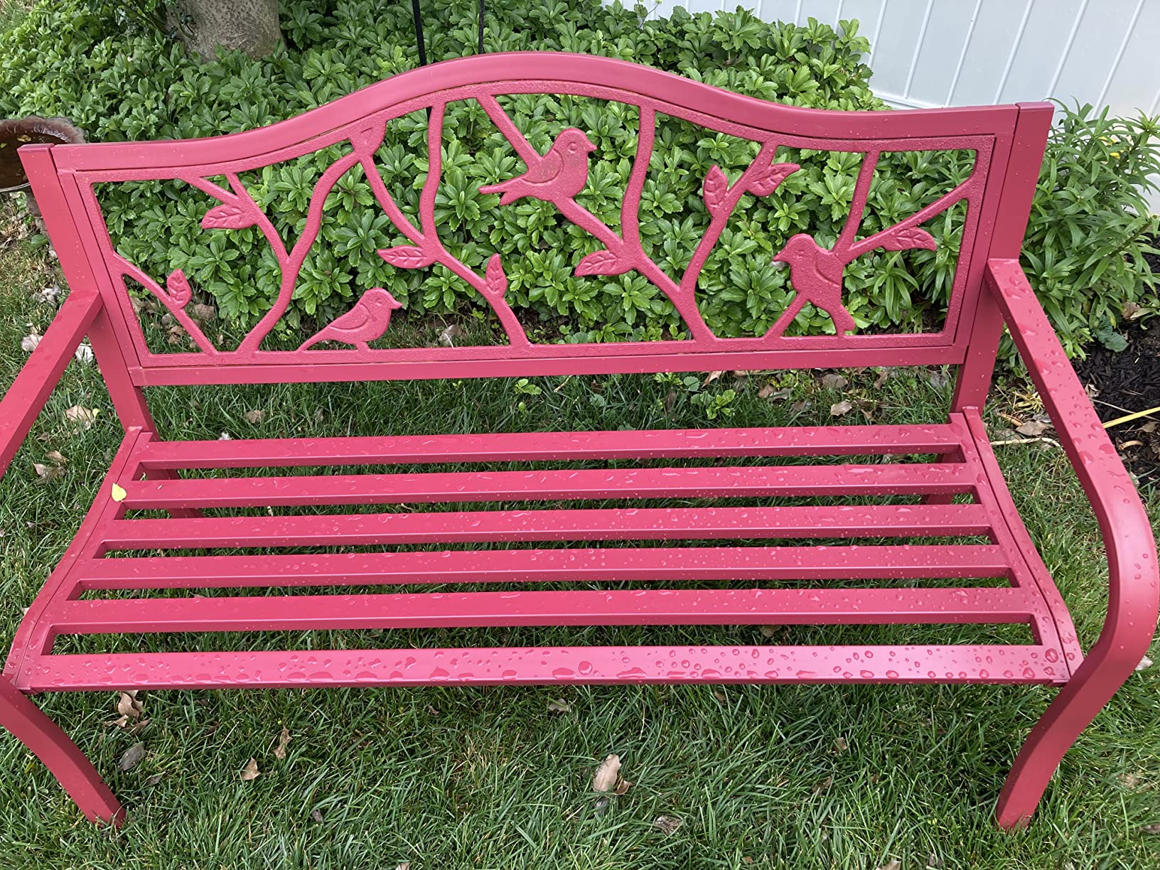 $20/mo - Finance Sophia & William Outdoor Patio Metal Park Bench Red ...