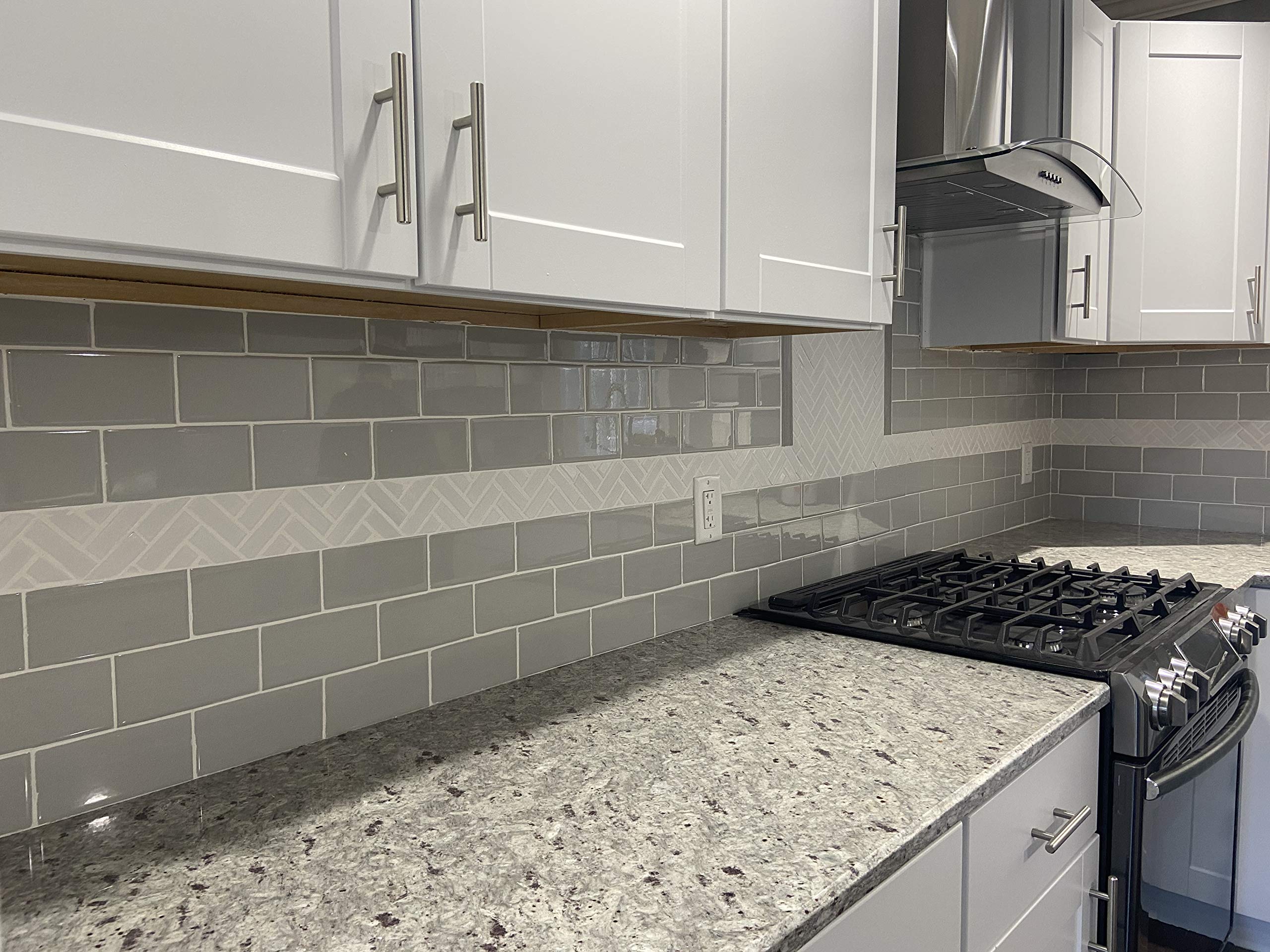Light Gray Glass Subway Tile