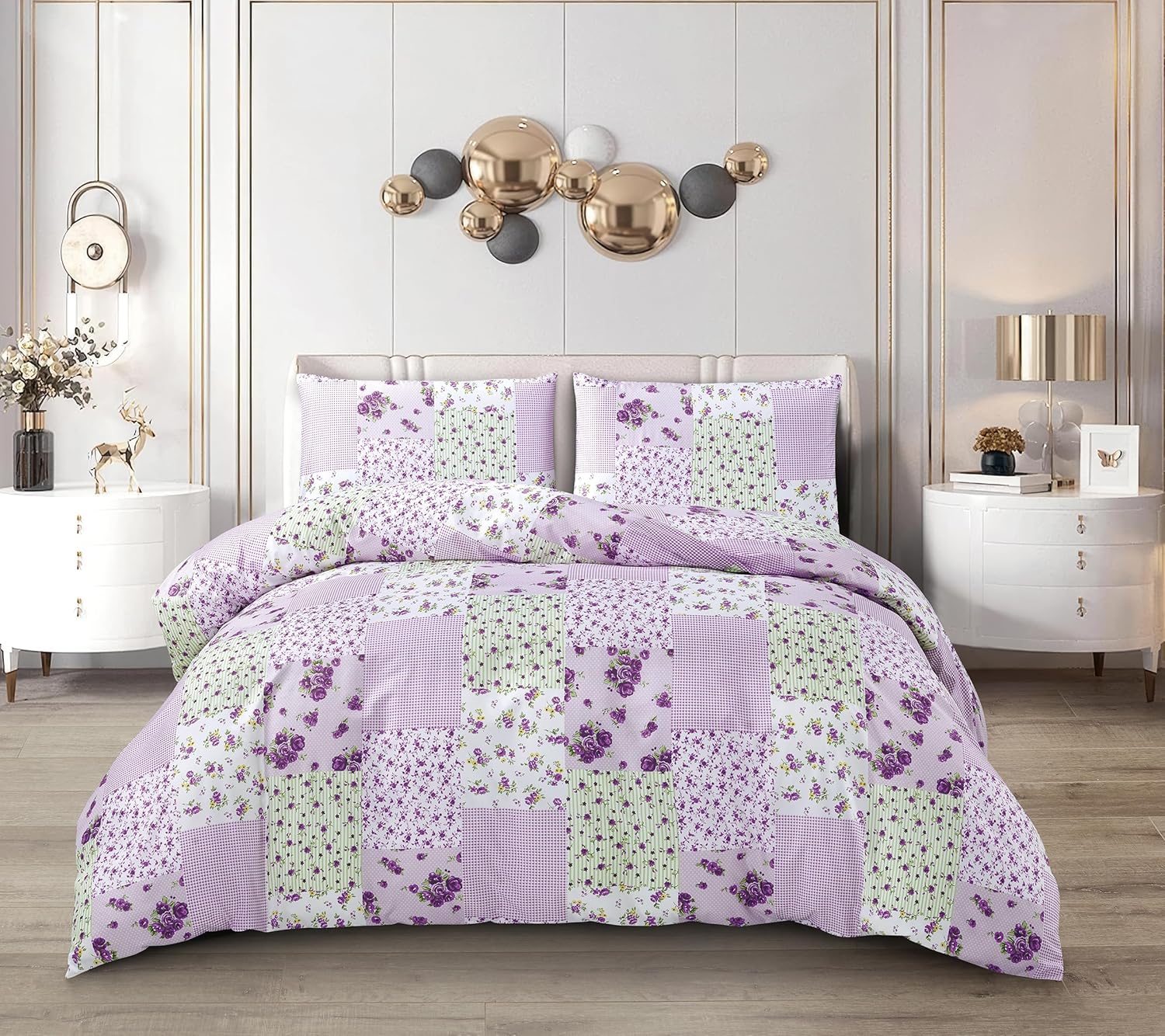 PRIME LINENS Duvet Cover Set 4 Pcs Brushed Microfibre Quilt Cover ...