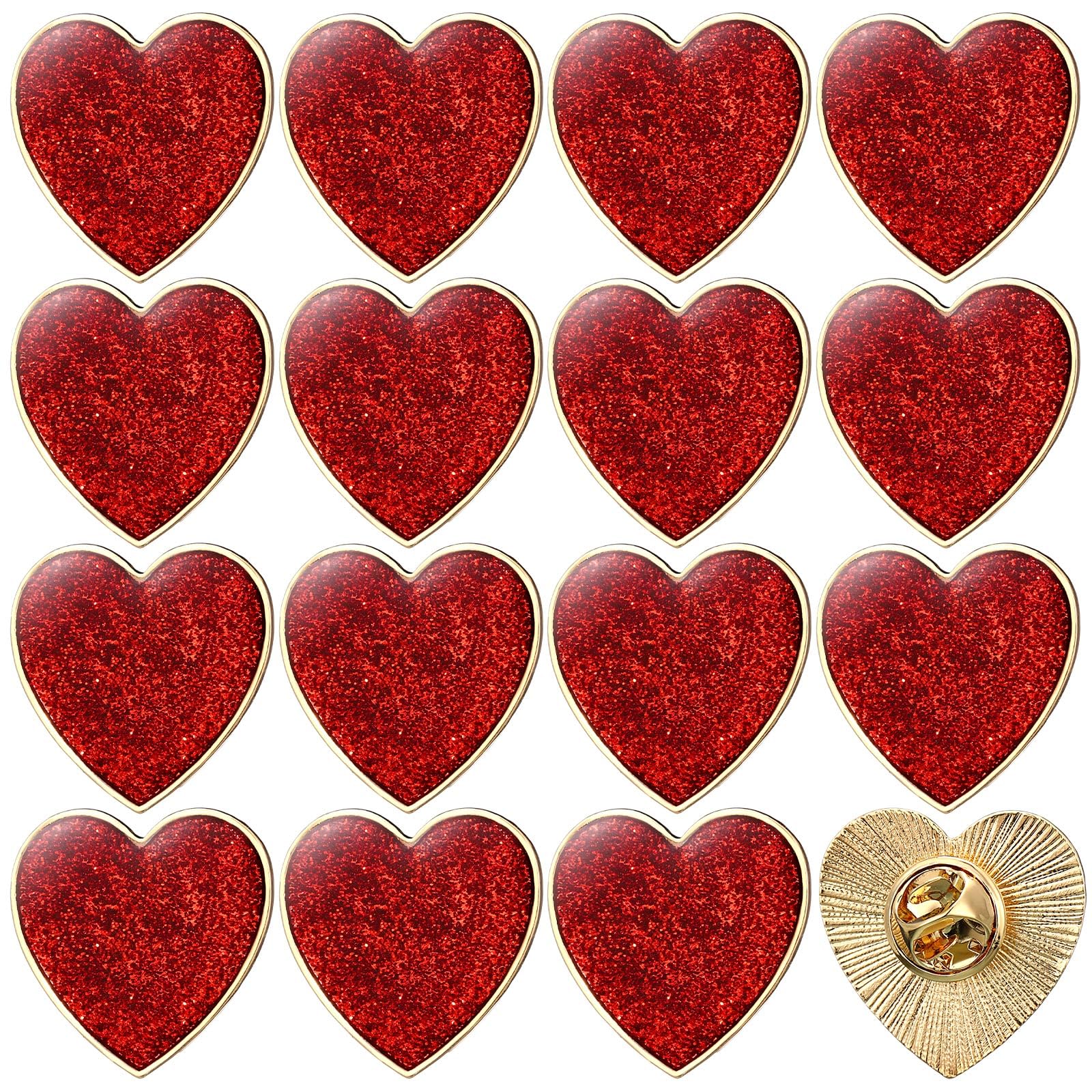 Amazon.com: Huquary 16 Pcs Heart Pin Valentine's Day Enamel Lapel Pins ...