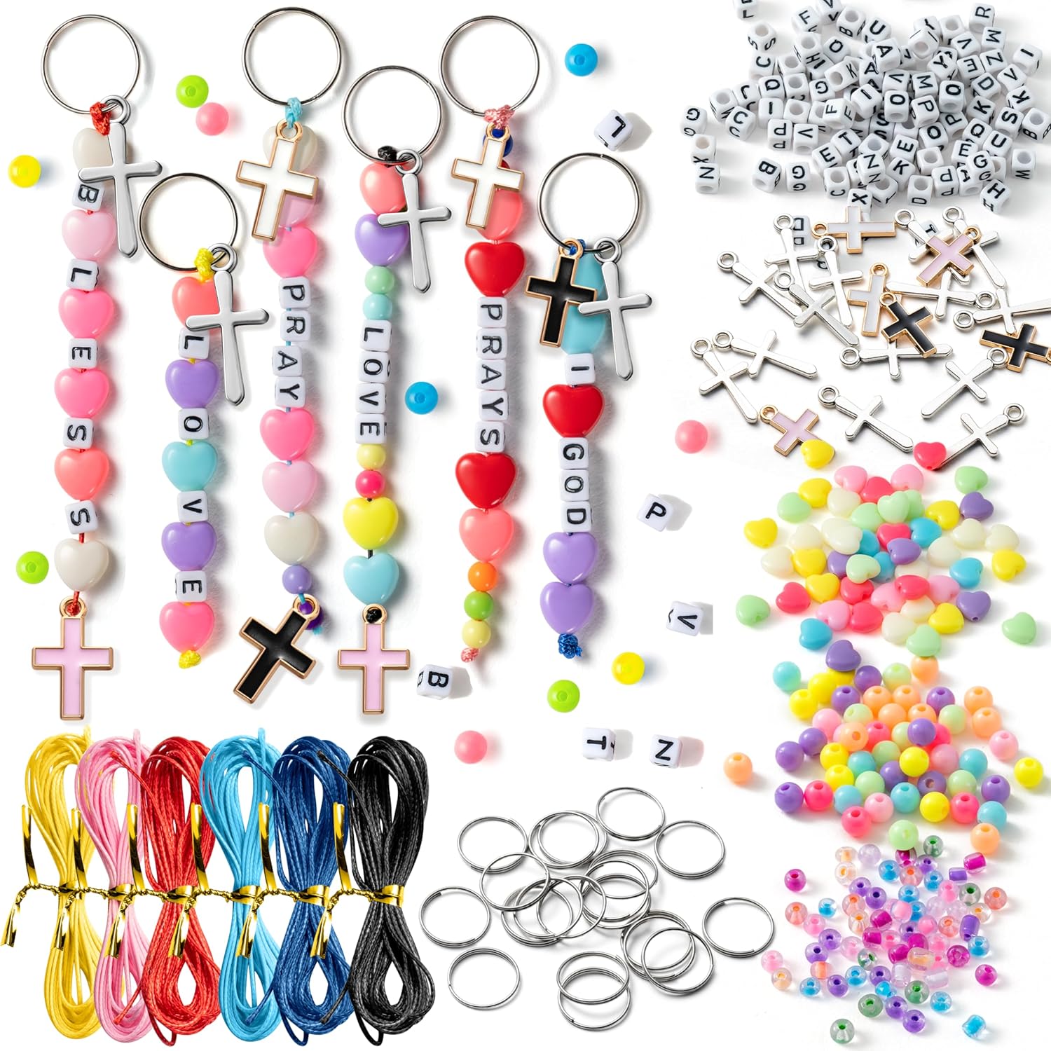 Amazon.com: WATINC DIY Cross Keychain Making Crafts - 306Pcs Christine ...