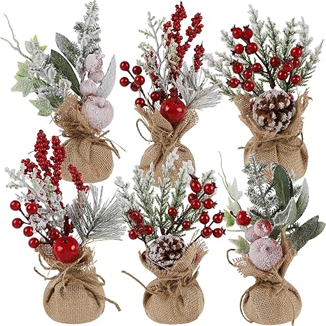 Amazon.com: winemana 6 Pcs Mini Christmas Tree Table Decorations, 9 ...