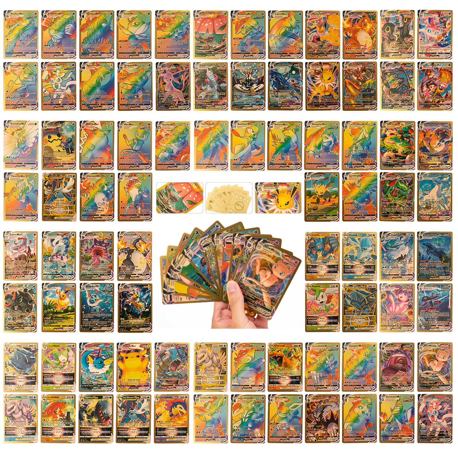 Buy Weiyisu Pokeman Deck Box Pokemon Cards 100PCS Metal V Card/Vmax/GX ...