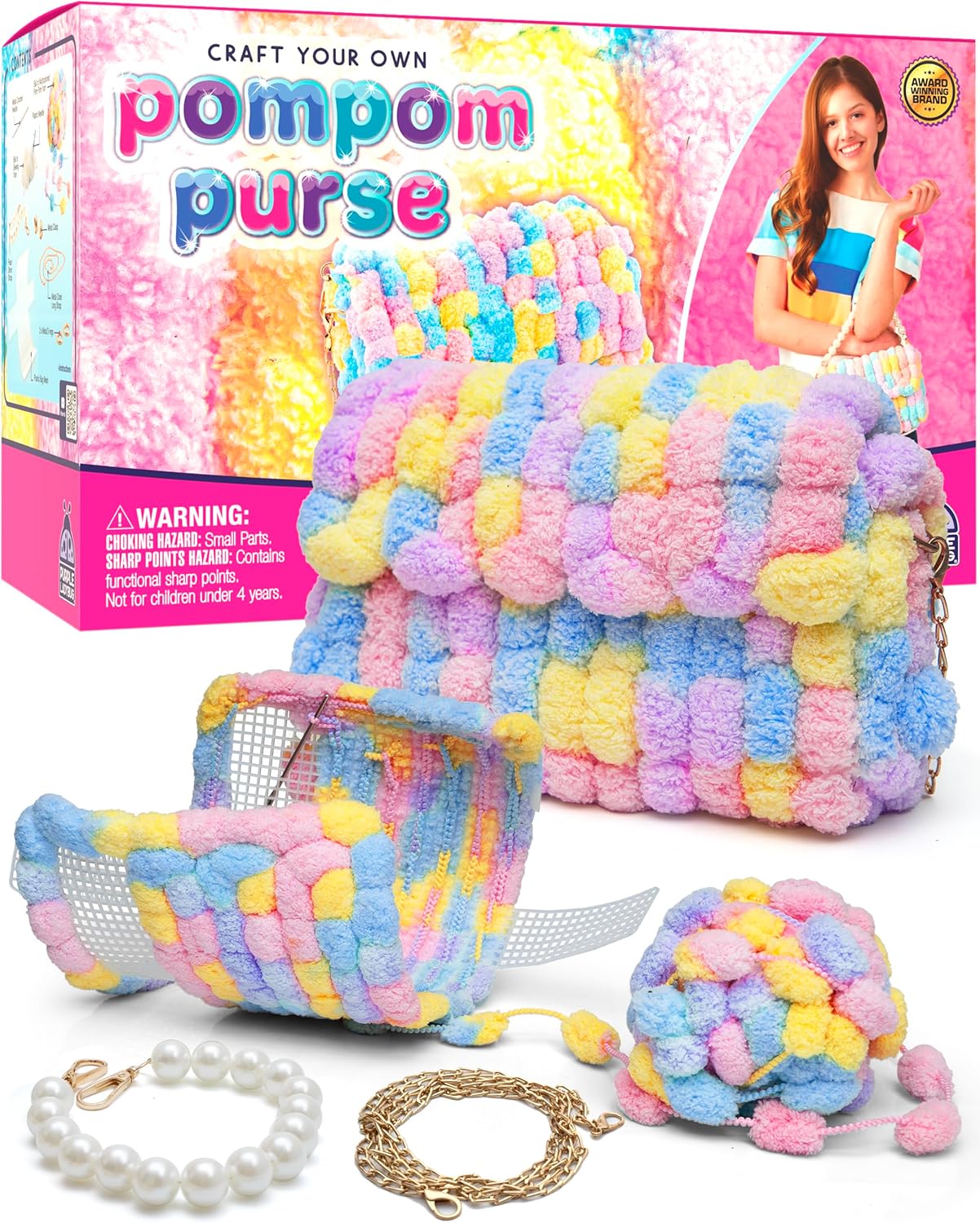 PURPLE LADYBUG Make Your Own Crochet Kit Pompom Purse for Girls ...