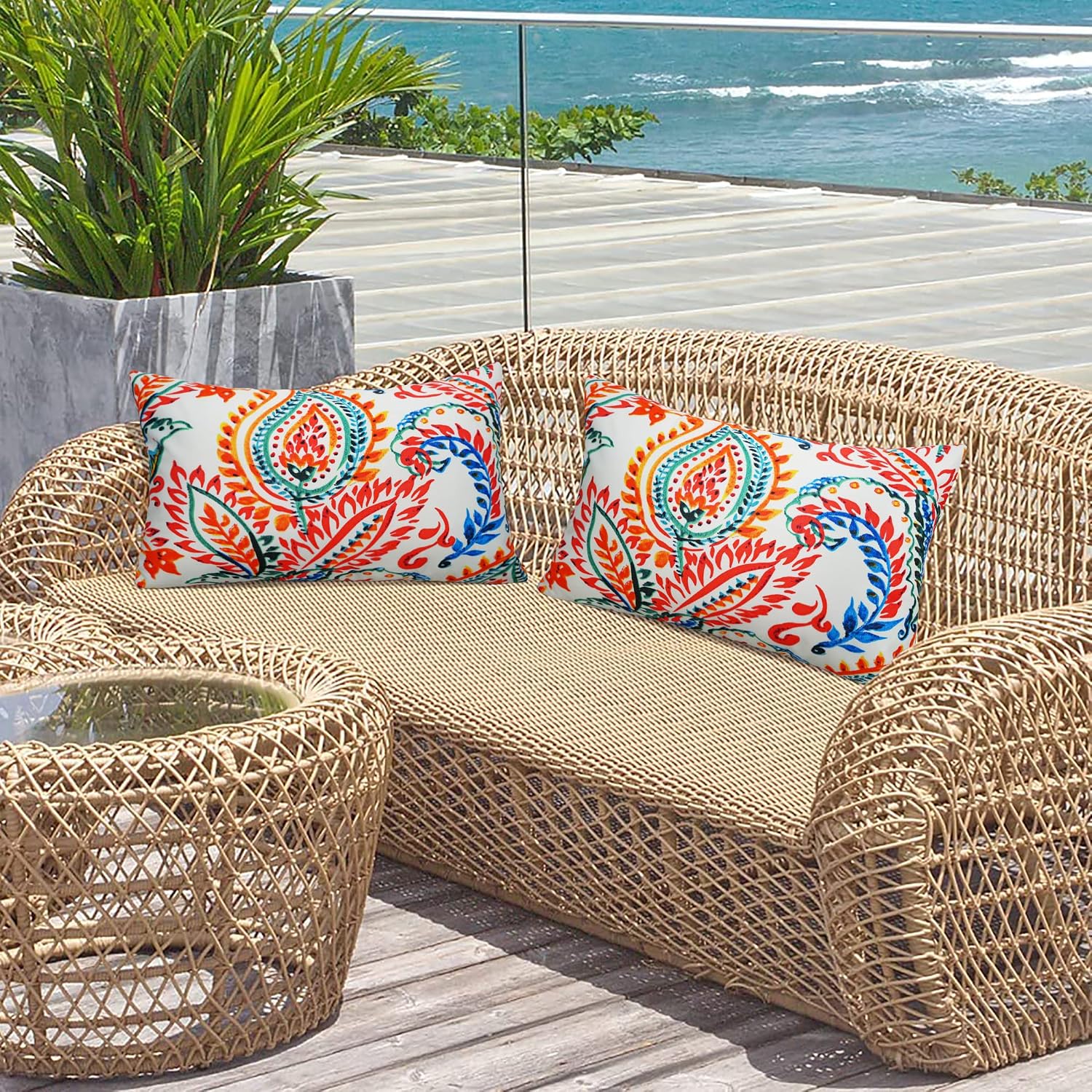 Amazon.com: Merrycolor Set of 2 Outdoor Throw Pillow Covers Colorful ...