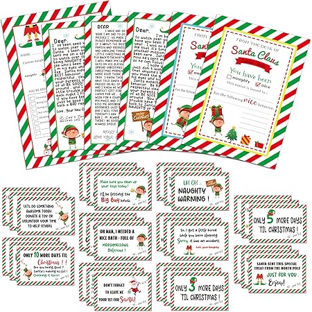 Amazon.com : 52 Pcs Elf Notes and 2 Elves Notice Naughty or Nice ...