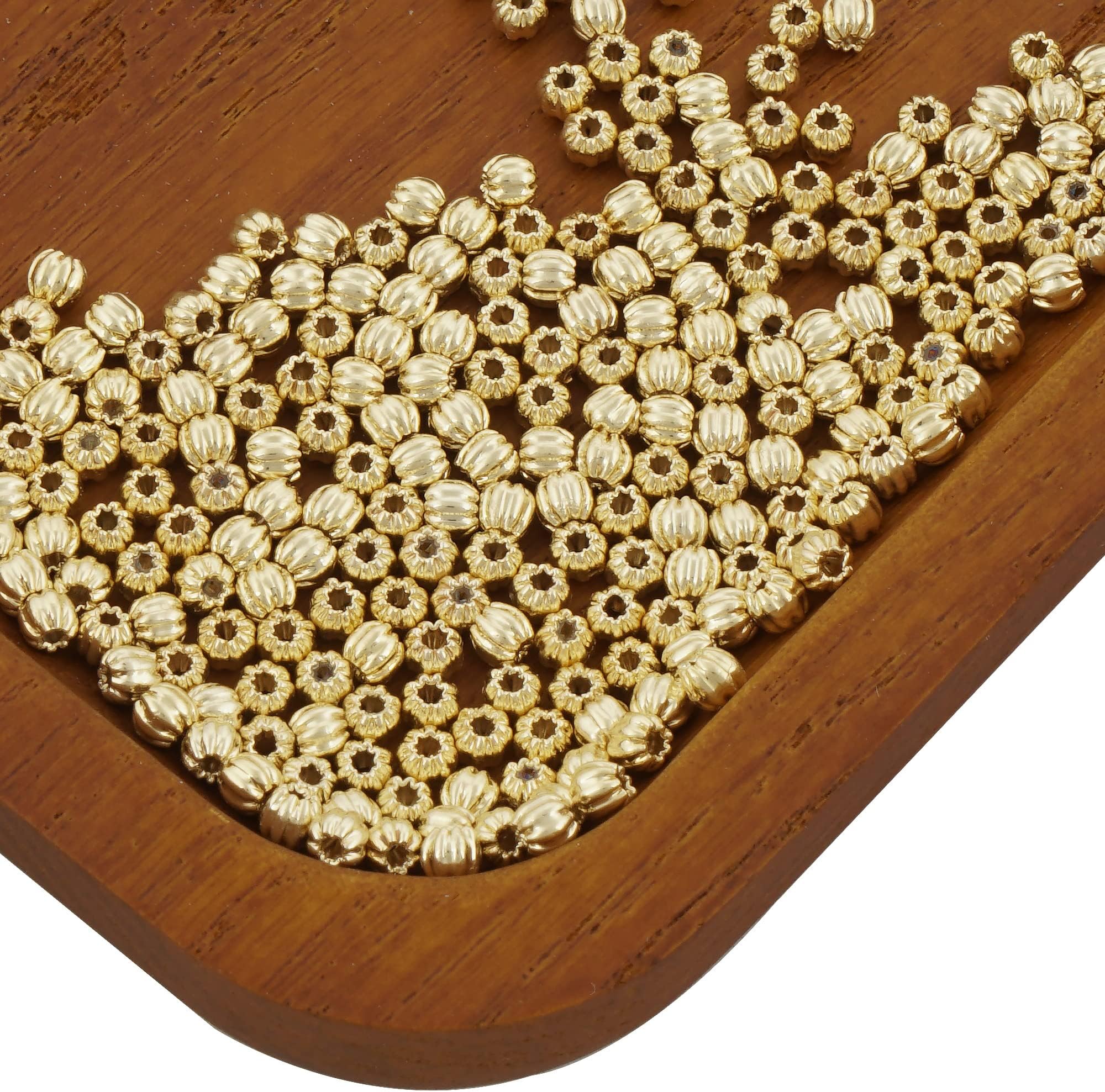 Amazon.com: 50 Count 14k Gold Filled Round Corrugated Beads - Bulk Ball ...