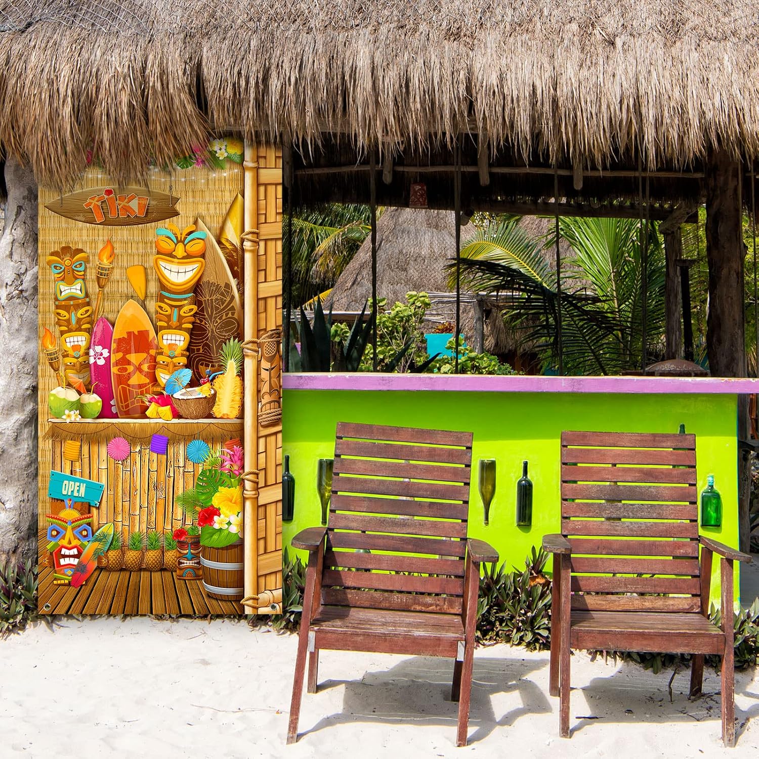 Blulu Decoración de fiesta hawaiana Luau Tiki Tótem Tiki – Cartel de ...