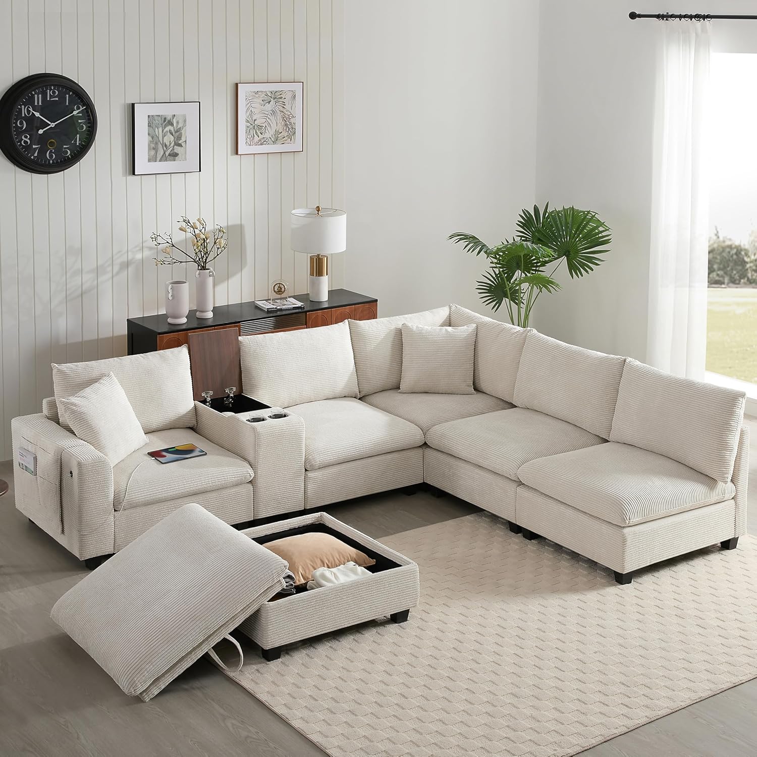 Amazon.com: Merax 140'' Oversized Modular Sectional Sofa with Storage ...