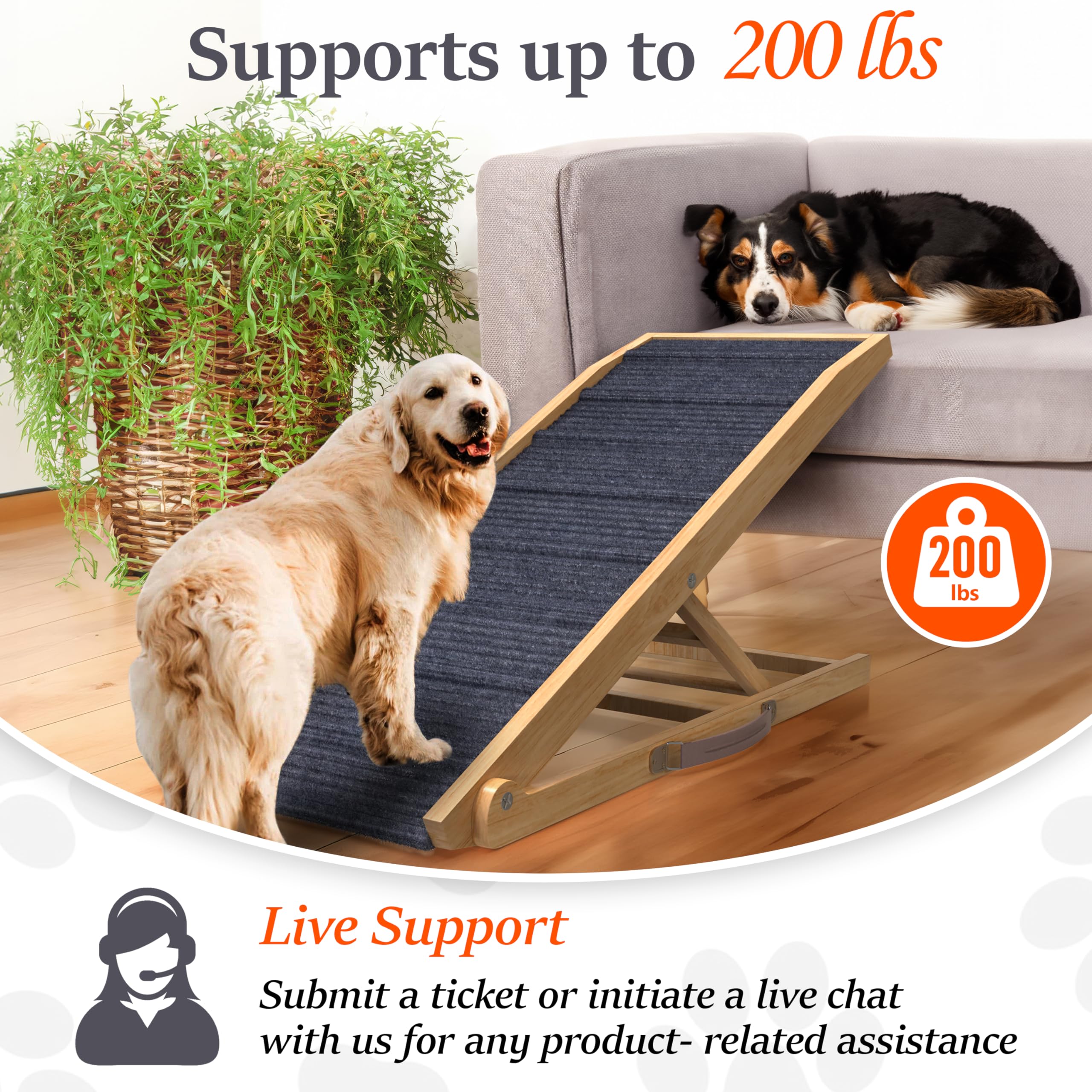 PATHOSIO PETS Dog Ramp for Bed Small Dog to Large Dog - Portable Ramp ...