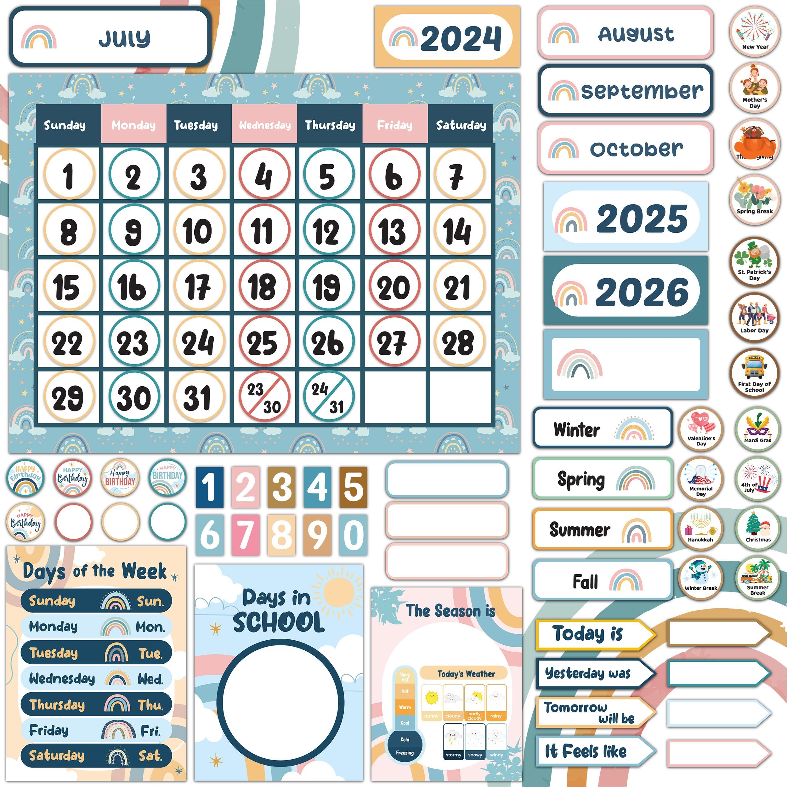 Amazon.com: 87 Pieces Rustic Calendar Bulletin Board Set Classic ...