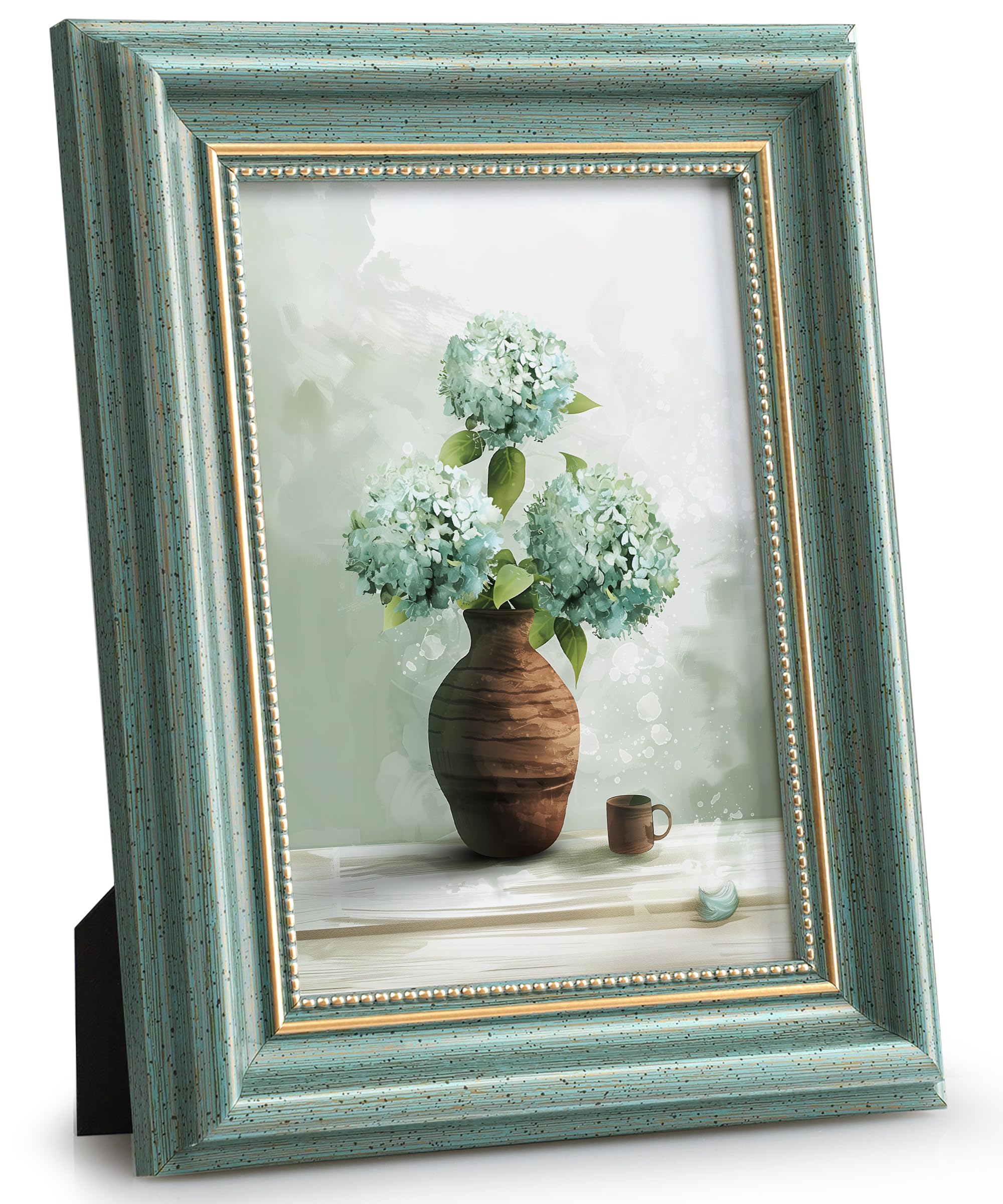 Amazon.com - Afuly 8x10 Vintage Picture Frames 5x7 with Mat Gold Green ...