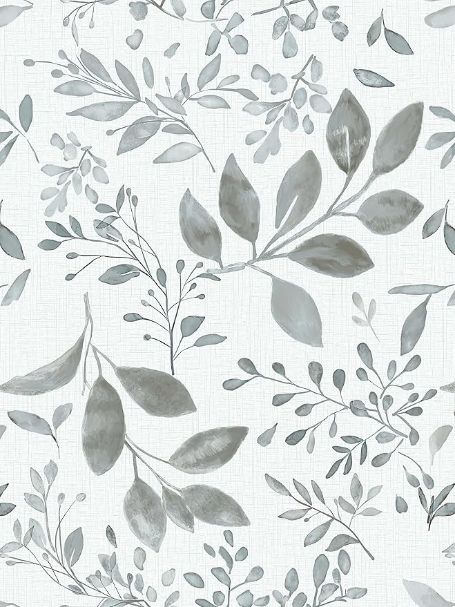 Amazon.com: MelunMer Grey Leaf Peel and Stick Wallpaper Boho - Modern ...