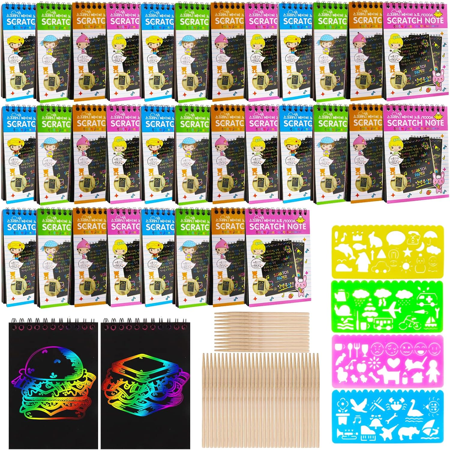 Amazon.com: OJYUDD 32 Pack Scratch Arts and Crafts Notebooks,Scratch ...